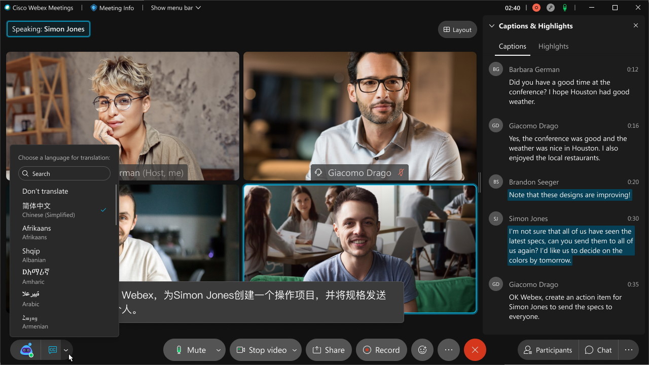Cisco Webex adds real-time translation to video meetings